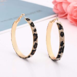 PHALIN Hoop Earrings for Women Leopard Hoop Dangle Earrings Bohemia Statement Circle Earring Studs (A Leopard)