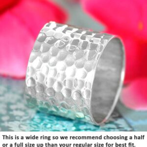 Boho-Magic 925 Sterling Silver Band Ring for Women | Cool Plain Simple Cuff Ring | Hammered Wide Statement Jewelry | Size 6-9 | Gift Box Bonus (8)