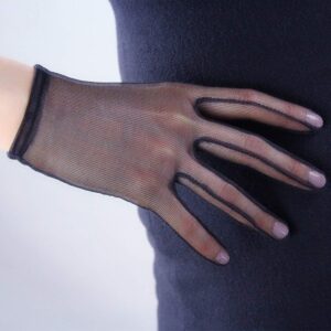 DooWay Black Tulle Gloves Lace Semi Sheer Nylon Wrist Long Short TECH Touchscreen Sensitive