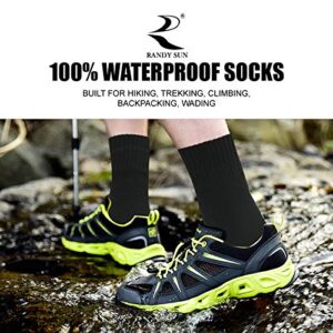 RANDY SUN Camping Socks Gadgets, Waterproof Basis Socks Men's Sports Crew Cut Golf Hiking Running Socks 1 Pair (Black,Medium)