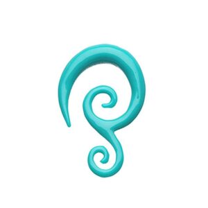 covet jewelry double tribal spiral acrylic ear gauge spiral hanging taper (12 ga (2mm), teal)