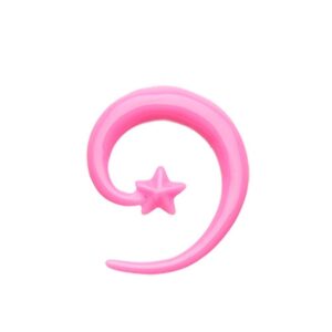 covet jewelry falling star spiral acrylic ear gauge spiral hanging taper (2 ga (6.5mm), pink)