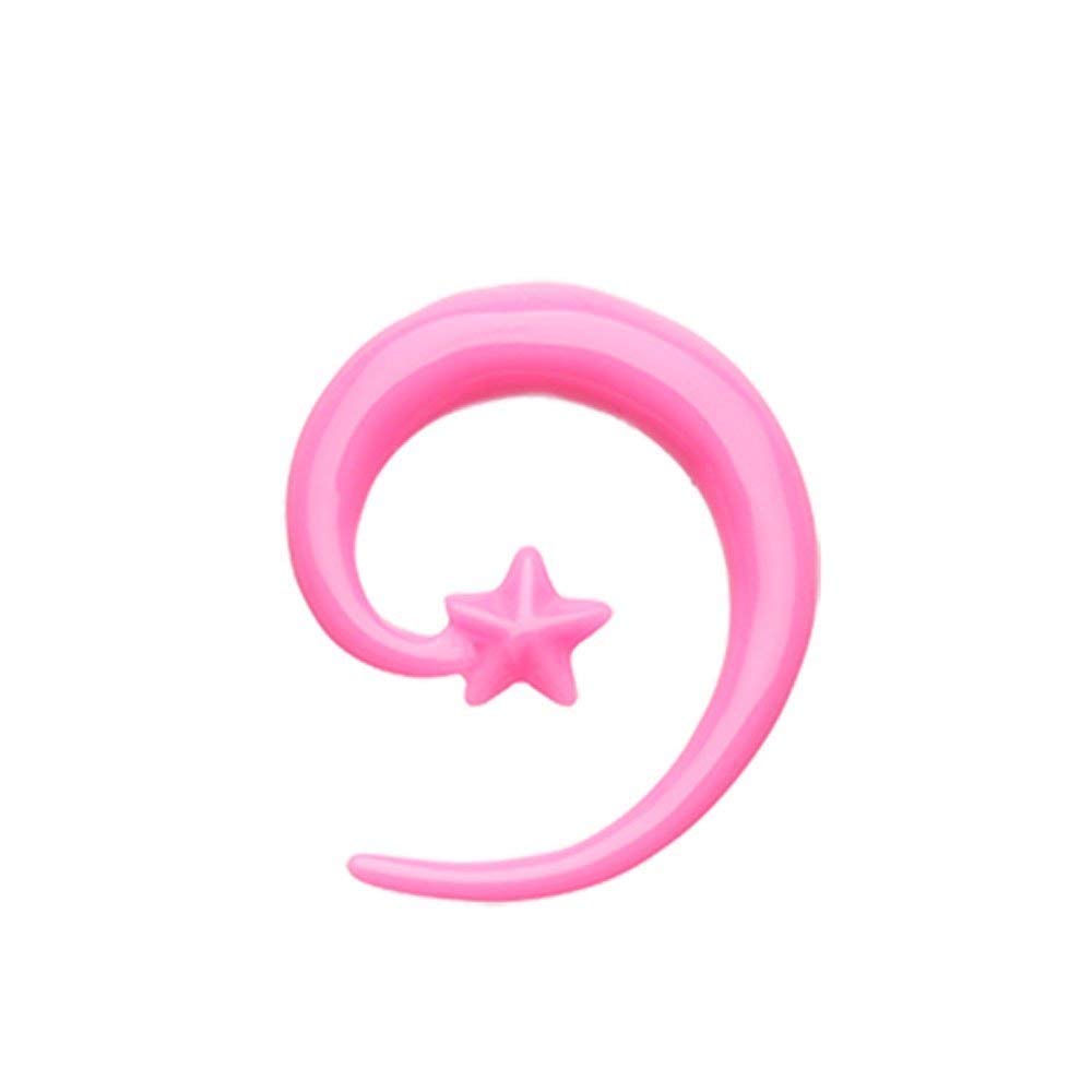 Covet Jewelry Falling Star Spiral Acrylic Ear Gauge Spiral Hanging Taper (2 GA (6.5mm), Pink)