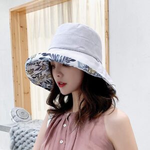 FaroDor Women’s Print Floral Reversible Bucket Hat UV Sun Protection Wide Brim Summer Beach Cap