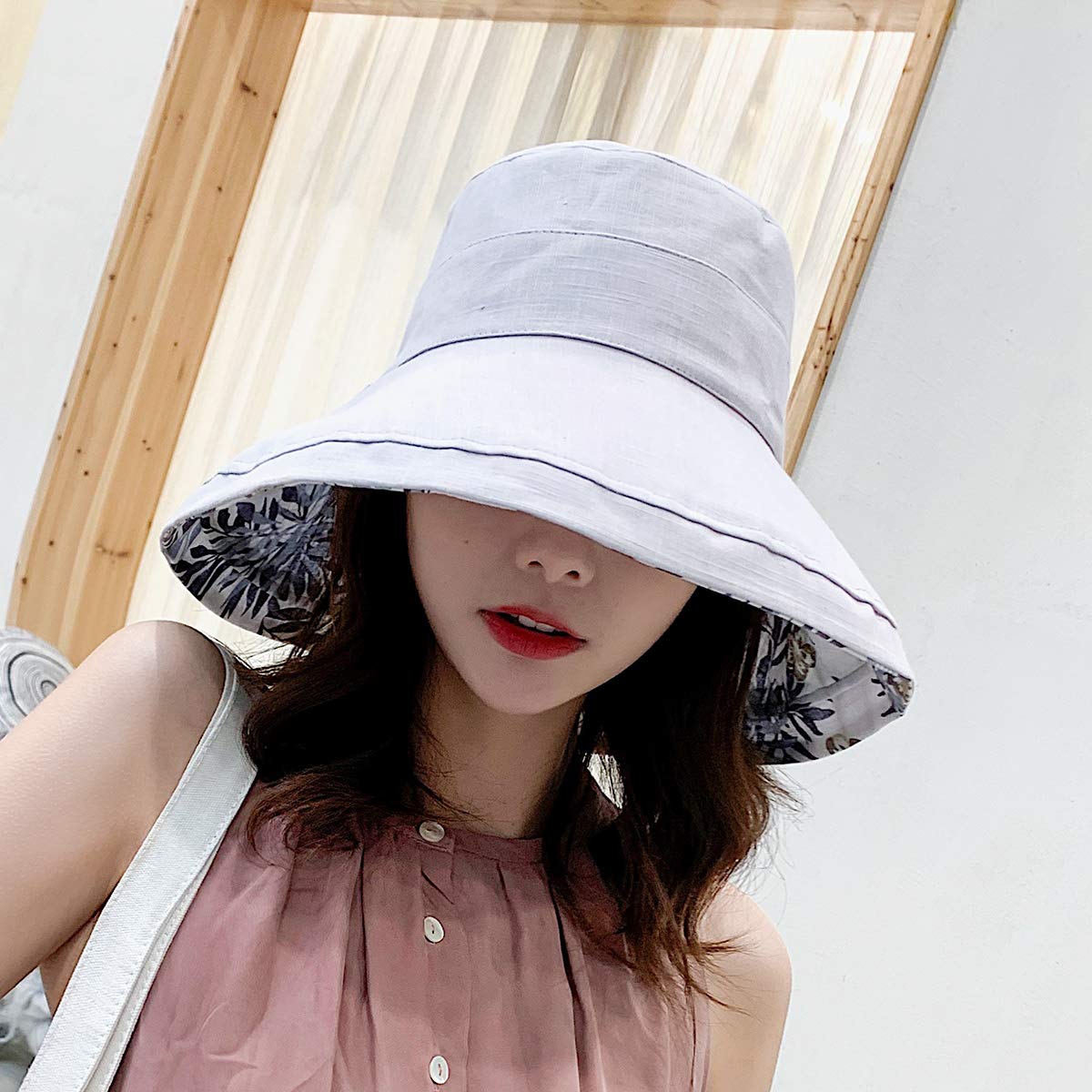 FaroDor Women’s Print Floral Reversible Bucket Hat UV Sun Protection Wide Brim Summer Beach Cap