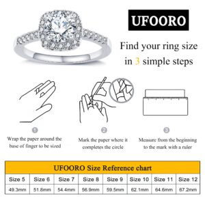 UFOORO CZ Fake Engagement Rings Solitaire Crystal Women's Engagement Rings Cubic Zirconia Wedding Band Gift Fake Diamond Rings(White-W, 7)