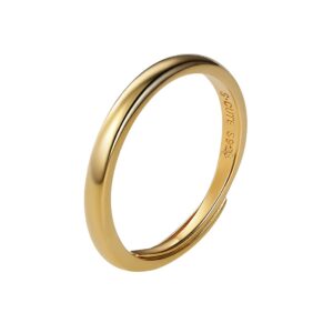 silvercute wedding band 18k gold plated sterling silver 2.5mm wide couple rings for men women, adjustable