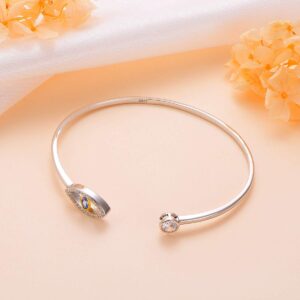 DAOCHONG Symbolic Evil Eye Bracelet 925 Sterling Silver Double End Cuff Evil Eye Bangle Bracelet for Women Protection Jewelry Christmas Gift