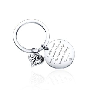 best friend gift for girls jewelry long distance friendship gifts friend inspirational keychain friend graduation keychain bestie gifts for birthday bff key ring (happiness keyring)