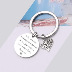 Best Friend Gift for Girls jewelry Long Distance Friendship Gifts Friend Inspirational Keychain Friend Graduation Keychain Bestie Gifts for Birthday BFF key ring (Happiness Keyring)