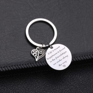 Best Friend Gift for Girls jewelry Long Distance Friendship Gifts Friend Inspirational Keychain Friend Graduation Keychain Bestie Gifts for Birthday BFF key ring (Happiness Keyring)