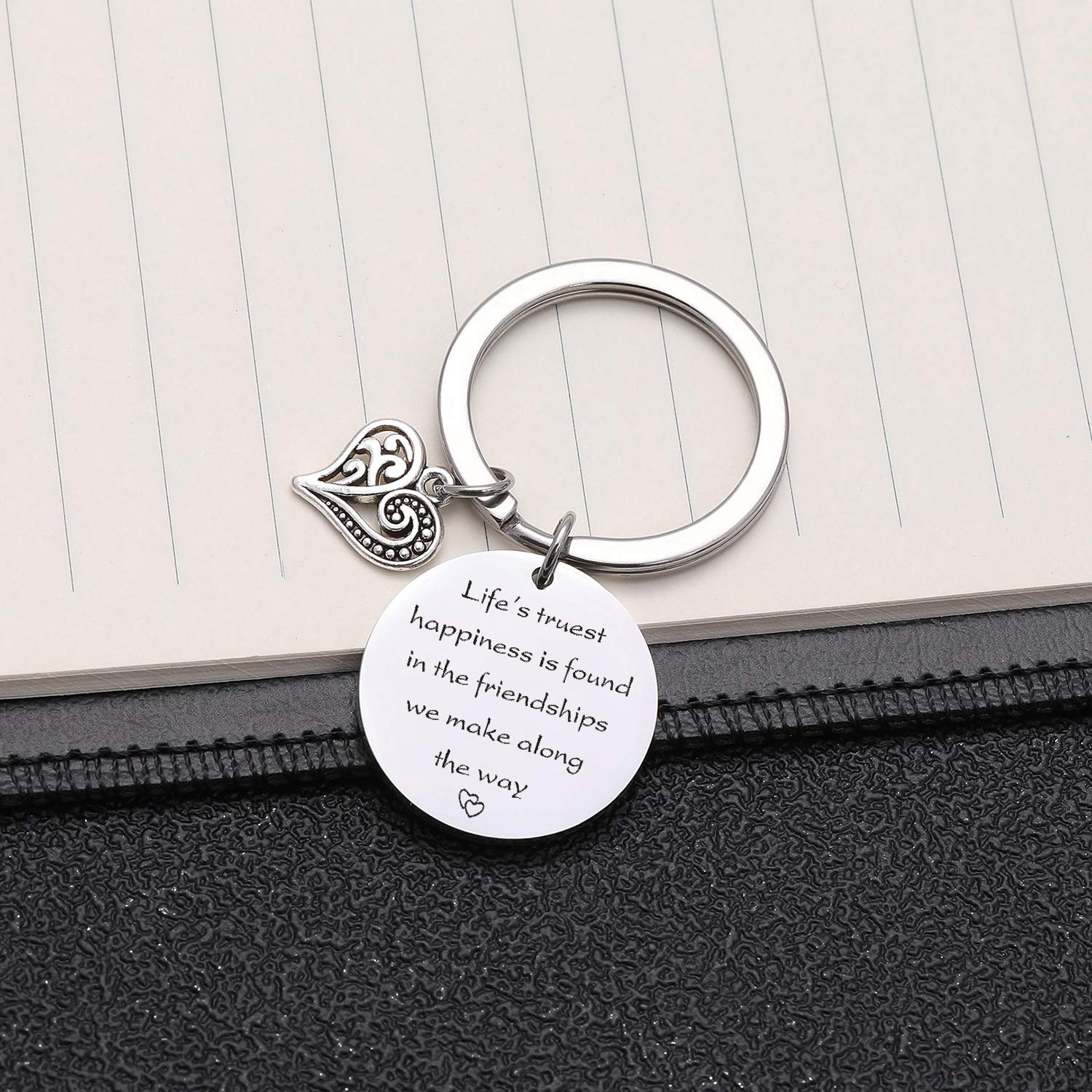 Best Friend Gift for Girls jewelry Long Distance Friendship Gifts Friend Inspirational Keychain Friend Graduation Keychain Bestie Gifts for Birthday BFF key ring (Happiness Keyring)