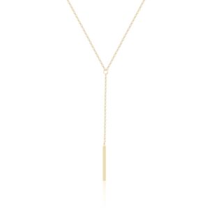 itianxi GoldY Shaped Dainty Necklace 18K Gold Plated Cute Bar Drop Vertical Handmade Delicate Boho Baton Minimalist Chain Simple Lariat Pendant Necklace for Women