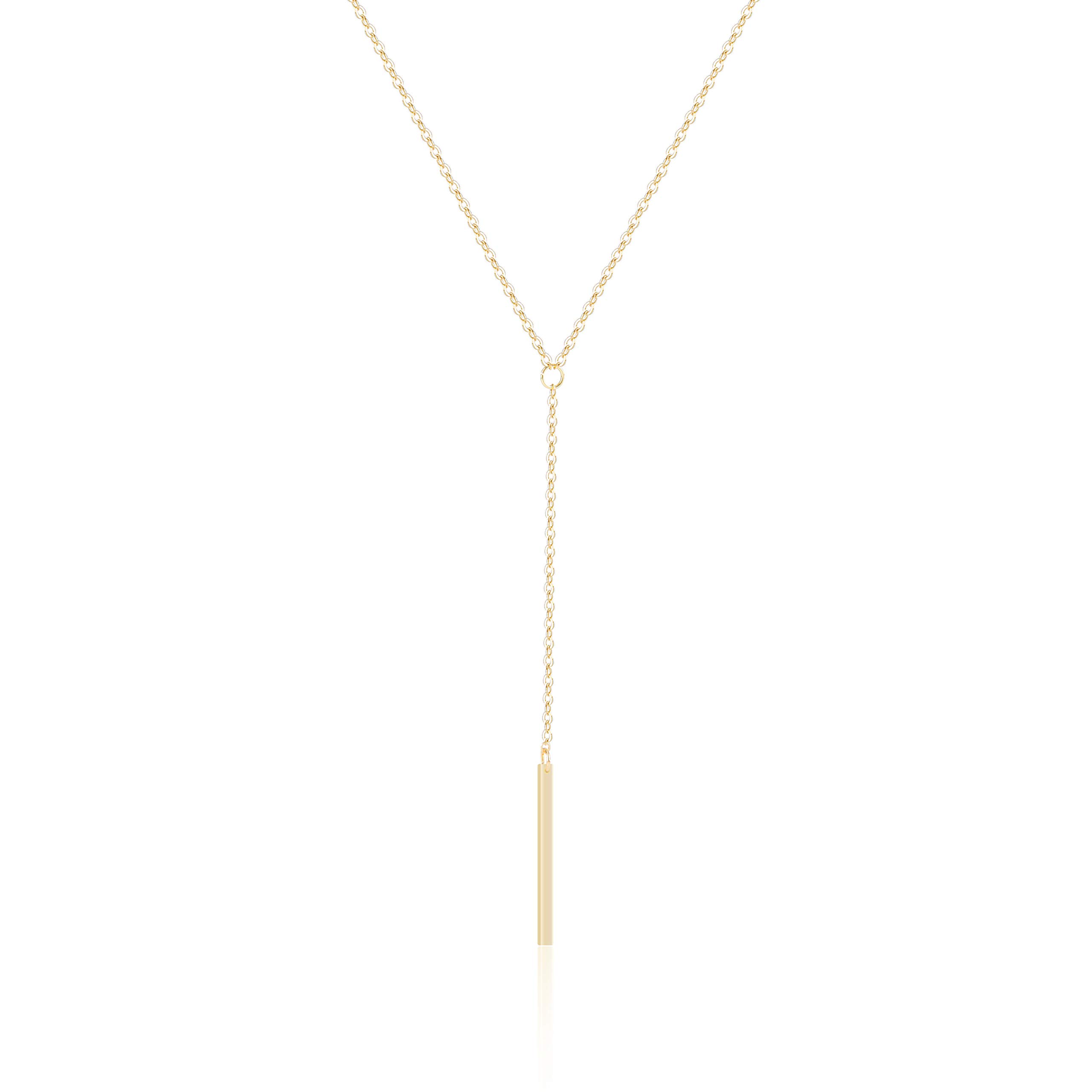 itianxi GoldY Shaped Dainty Necklace 18K Gold Plated Cute Bar Drop Vertical Handmade Delicate Boho Baton Minimalist Chain Simple Lariat Pendant Necklace for Women