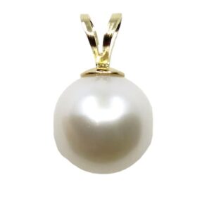 kwm 14k yellow gold 9 millimeter aaa freshwater cultured pearl pendant