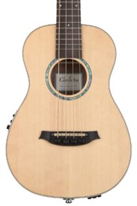 cordoba mini ii bass eb-e, striped ebony, small body, acoustic-electric bass guitar