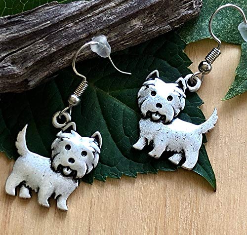 PammyJ Westie Terrier Dog Drop Earrings