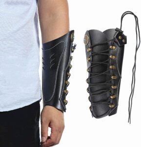 huntingdoor archery arm guards leather arm guard adjustable forearm guard protective gear gauntlet cuff medieval bracers for hunting shooting