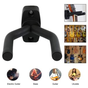 Guitar Wall Mount Hanger 6 Pack, Guitar Hanger Wall Hook Holder Stand Black Display with Screws - Easy to Install - Fits Guitars, Bass, Mandolin, Banjo, Ukulele