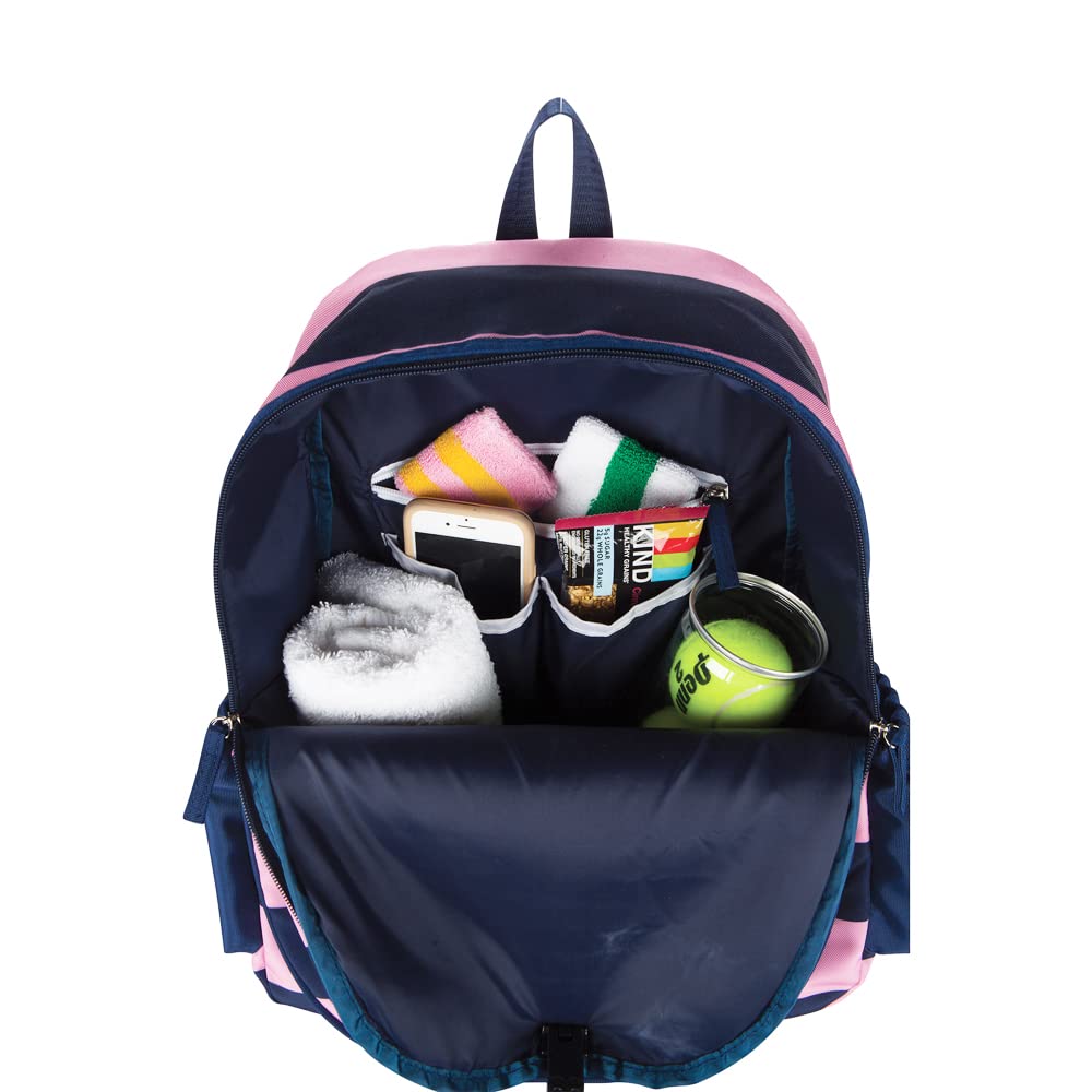 Ame & Lulu Game On Tennis Backpack - Contains Padded & Adjustable Straps - Two Exterior Water Bottle Pockets - Bubbly - 1 Count