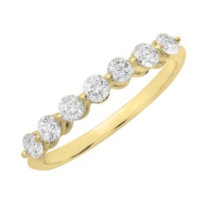 dazzlingrock collection 0.50 carat (ctw) in 14k yellow gold round lab grown diamond women 7 stone wedding band ring 1/2 ct (size 5.5)