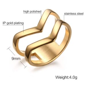 OIDEA Stainless Steel Chevron V rings Bands for Women Wedding Rings,Size 7