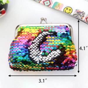 LOVESTOWN Sequin Coin Purses, 6 Pcs Sequins Mini Wallets Glitter Reversible Magic Flip Sequins Purses for Kids Party Favors Gifts