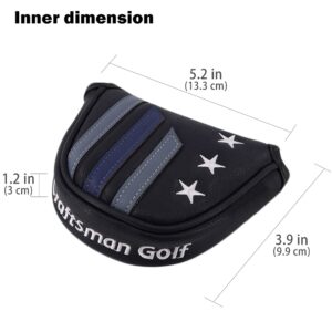 Craftsman Golf Blue Strips Mallet Putter Cover Magnetic Closure (Heel Shaft)