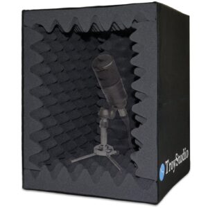 troystudio portable vocal booth, large foldable microphone isolation shield, music recording studio sound echo absorbing box, desk & stand use reflection filter with thickened dense acoustic foam