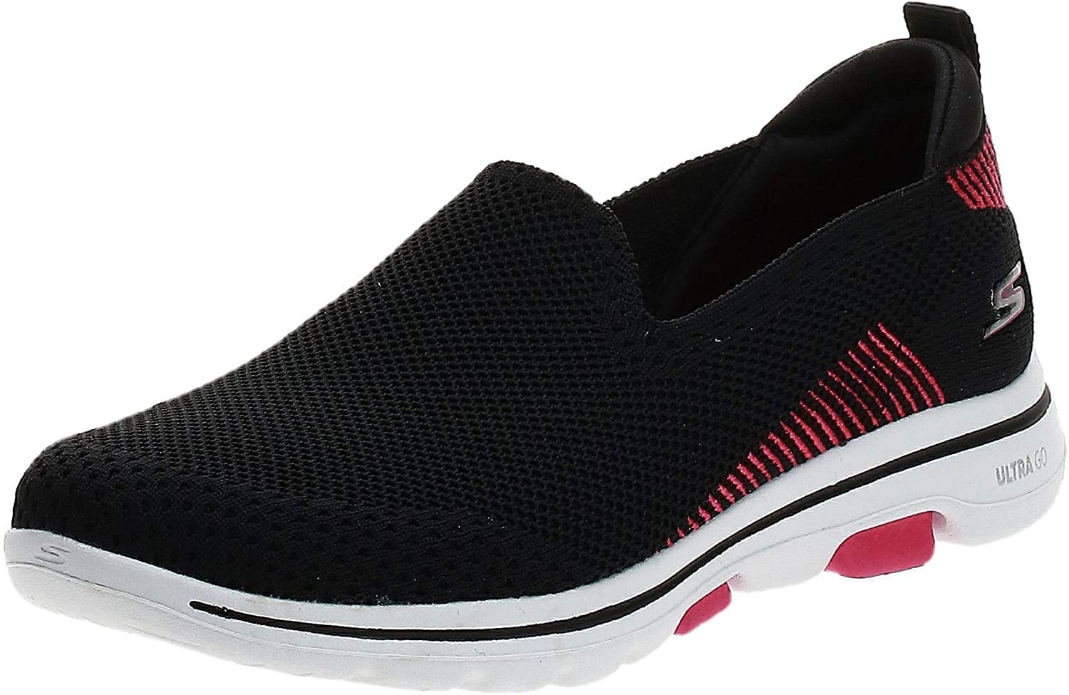 Skechers Women's GO Walk 5-PRIZED Sneaker, Black/Pink, 7 M US