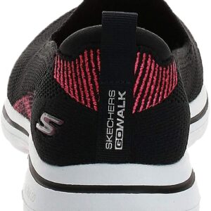 Skechers Women's GO Walk 5-PRIZED Sneaker, Black/Pink, 7 M US