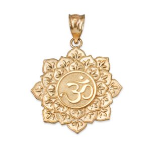 la blingz 10k yellow gold om lotus mandala charm pendant