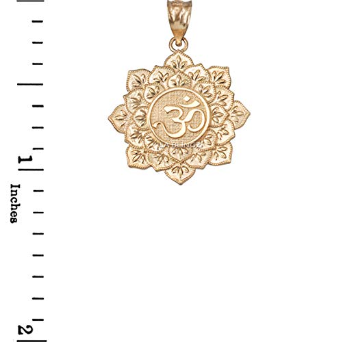 LA BLINGZ 10K Yellow Gold Om Lotus Mandala Charm Pendant