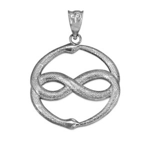 la blingz sterling silver double ourosboros infinity snakes pendant necklace (pendant only)