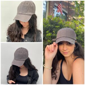 Funky Junque Distressed Baseball Cap Vintage Dad Hat - American Flag (Dark Grey)