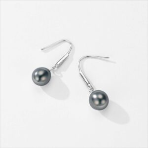 Black Freshwater Pearl Earrings Dangle Drop Earrings Sterling Silver Diamond Accented Fine Jewelry For Women