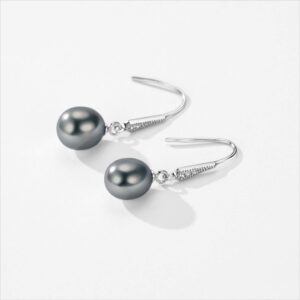 Black Freshwater Pearl Earrings Dangle Drop Earrings Sterling Silver Diamond Accented Fine Jewelry For Women