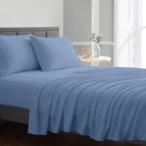 blueclans king size sheet set sky blue 1000 thread count egyptian cotton sheets 4 pc bed sheet set 17” deep pocket cooling sheets luxury bedding sateen weave flat, fitted sheet, 2 pillow cases