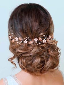 aukmla bride wedding hair vines flower headbands crystal headpiece bridal jewelry for women and girls (rose gold)