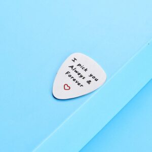 Husband Boyfriend Gifts - Guitar Picks Gifts for For Guitarist Musician, Valentine's Day Gift for Him, Wedding Gift for Men (Style - I Pick You Always And Forever)