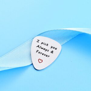 Husband Boyfriend Gifts - Guitar Picks Gifts for For Guitarist Musician, Valentine's Day Gift for Him, Wedding Gift for Men (Style - I Pick You Always And Forever)