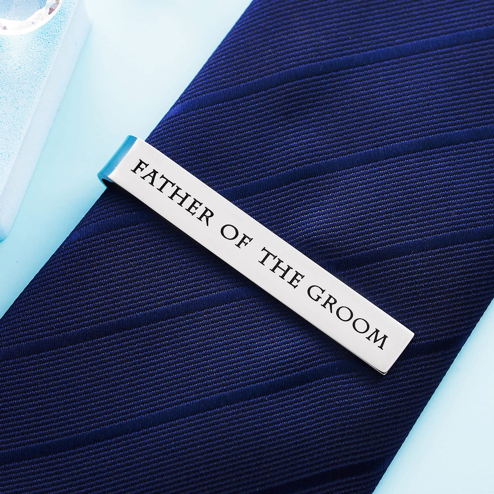 Father of the Groom Gifts Wedding Tie Clips Gifts for Groomsmen From the Bride Stainless Steel Tie Bars Polished Finish 3/8 Inch Wide 2 Inches Long