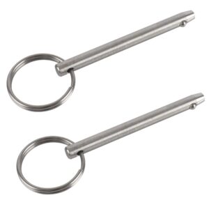 2 pack quick release pin, diameter 1/4"(6.3mm), total length 3"(76mm), effective length 2.4"(61mm), full 316 stainless steel, bimini top pin, marine hardware