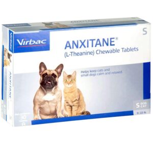 virbac anxitane chewable tablets for small dogs & cats 22 & less lb 30 count