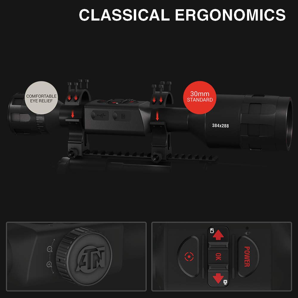 ATN Thor 4 640x480, 2.5-25x Thermal Scope w/Video rec in HD, Smooth Zoom, Bluetooth and Wi-Fi (Streaming, Gallery & Controls)