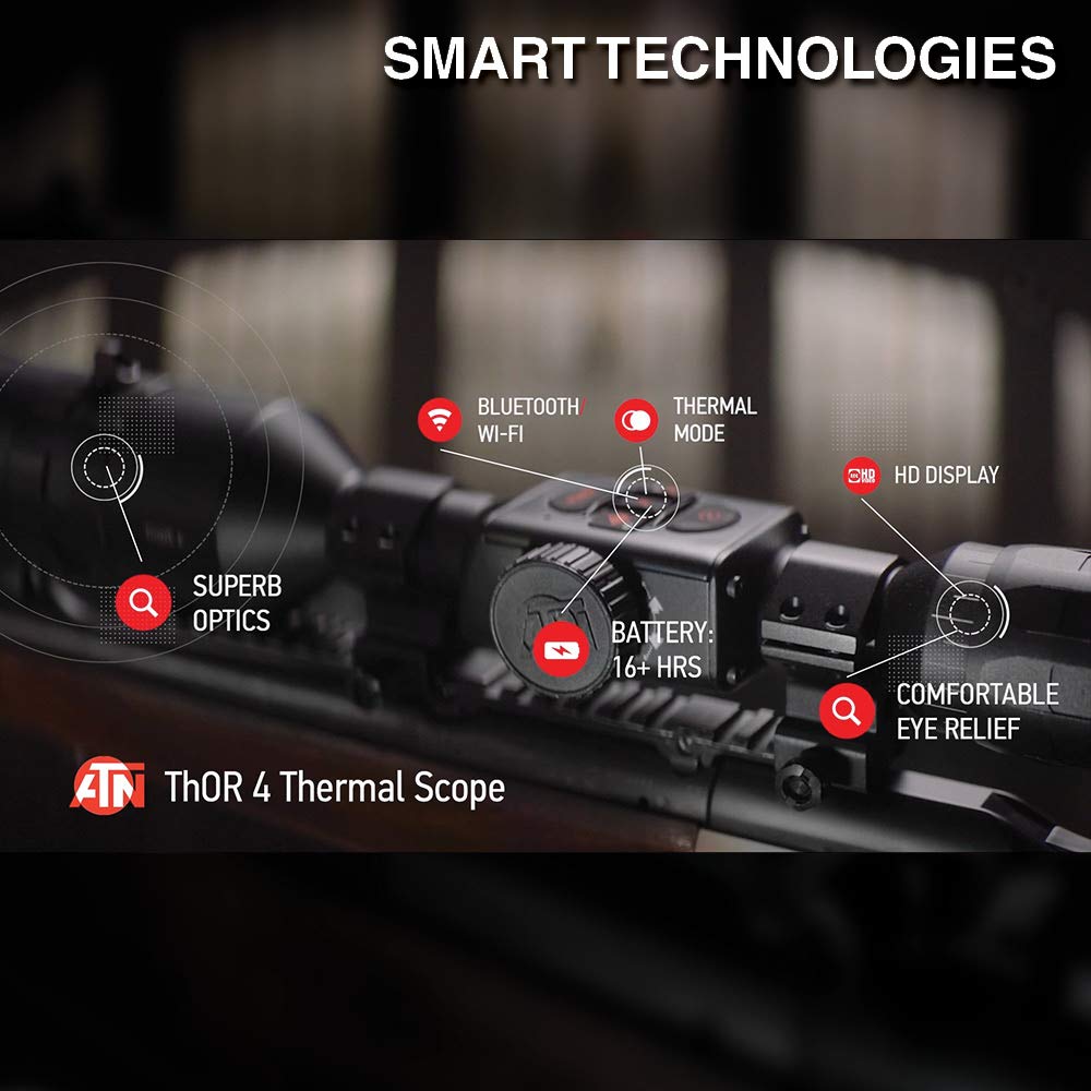 ATN Thor 4 640x480, 2.5-25x Thermal Scope w/Video rec in HD, Smooth Zoom, Bluetooth and Wi-Fi (Streaming, Gallery & Controls)