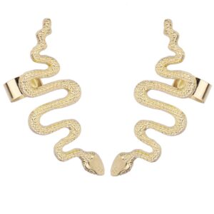 1 pair/set gold tone punk winding snake serpent post stud ear cilp climber ear cuff earring jewelry (gold)