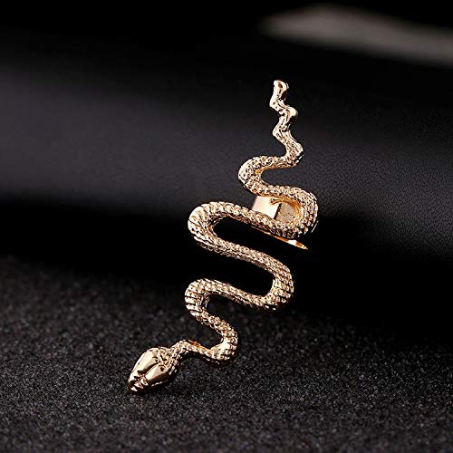 1 Pair/Set Gold Tone Punk Winding Snake Serpent Post Stud Ear Cilp Climber Ear Cuff Earring Jewelry (Gold)