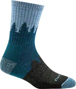 darn tough women's treeline micro crew midweight with cushion hiking sock (style 1971) - blue, small