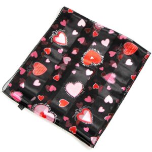 SERENITA Print light weight Satin Scarves for women, silk feel wrap, Heart, Pink Ribbon, Rose, Valentine